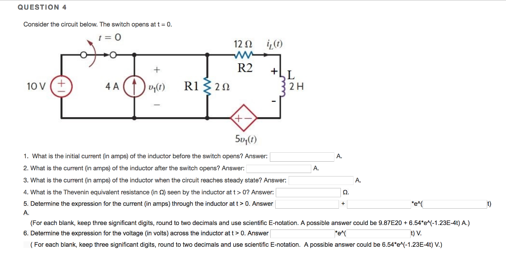 Solved QUESTION 4 Consider the circuit below. The switch | Chegg.com