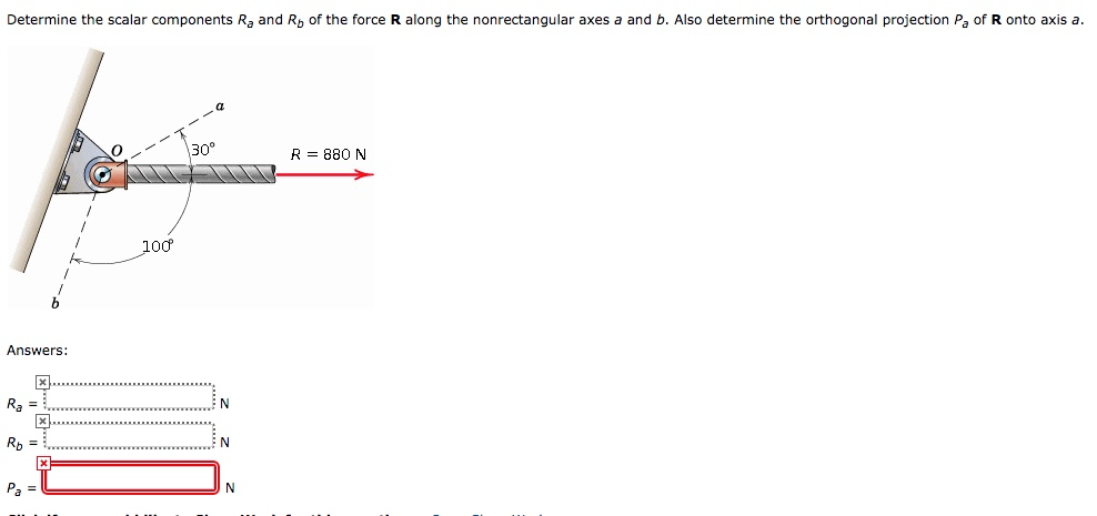 Solved Determine the scalar components Ra and Rb of the | Chegg.com