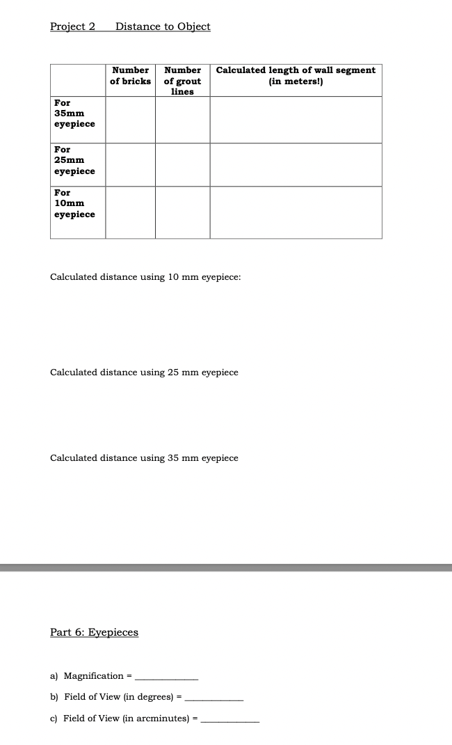 5.4 Project 2 - Determination of distance using known | Chegg.com