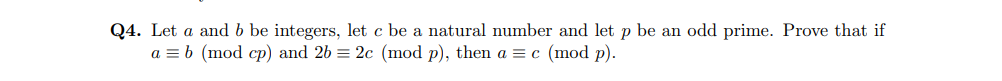 Solved 4. Let a and b be integers, let c be a natural number | Chegg.com