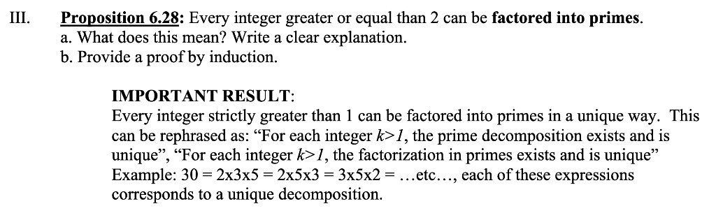 Solved III Proposition 6.28: Every integer greater or equal | Chegg.com