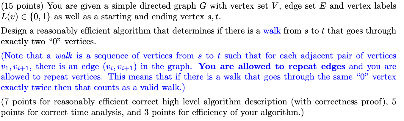 Solved (15 ﻿points) ﻿You are given a simple directed graph G | Chegg.com