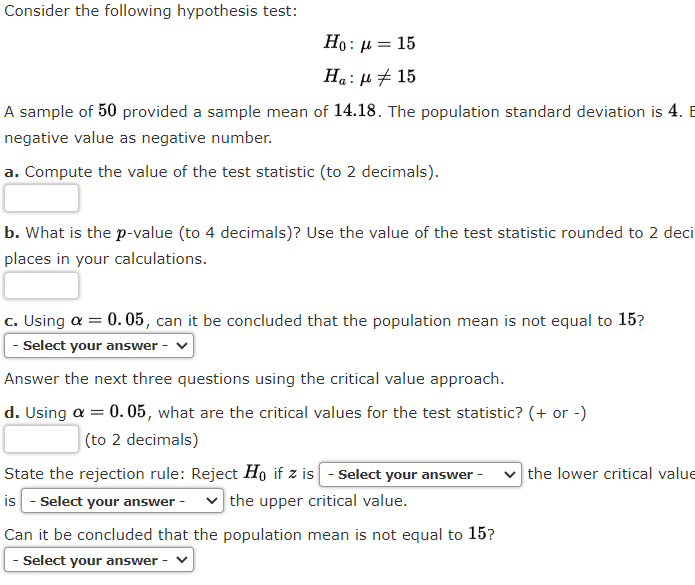 Solved Consider the following hypothesis | Chegg.com