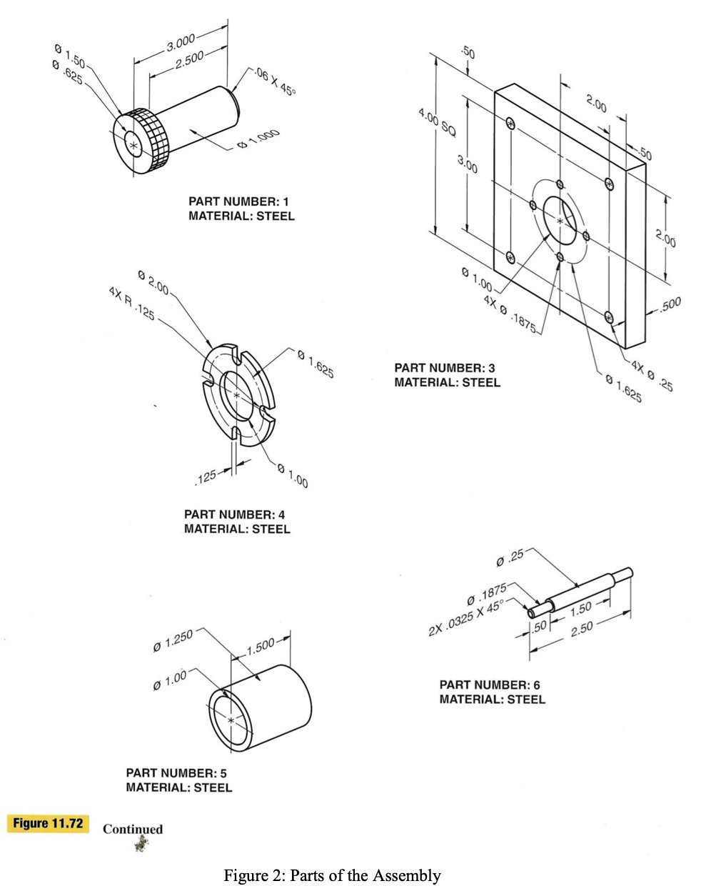 Solved Problem: Create solid model for each component the | Chegg.com