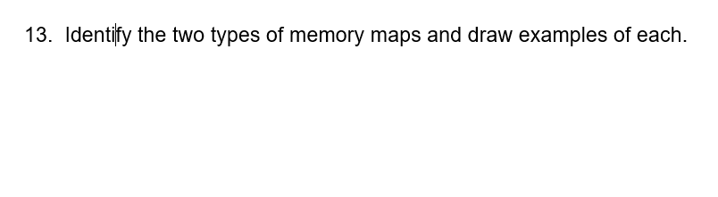 Solved 13. Identify the two types of memory maps and draw | Chegg.com