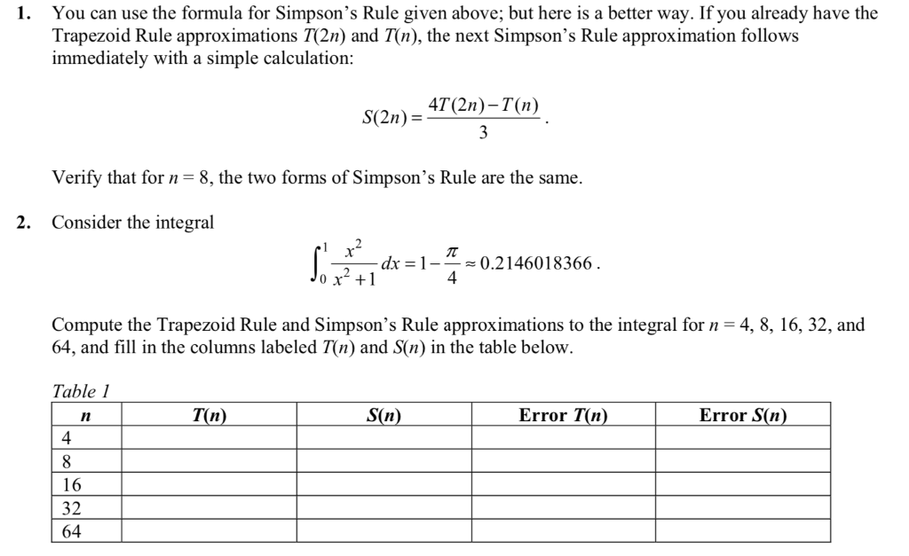 Solved You can use the formula for Simpson's Rule given | Chegg.com