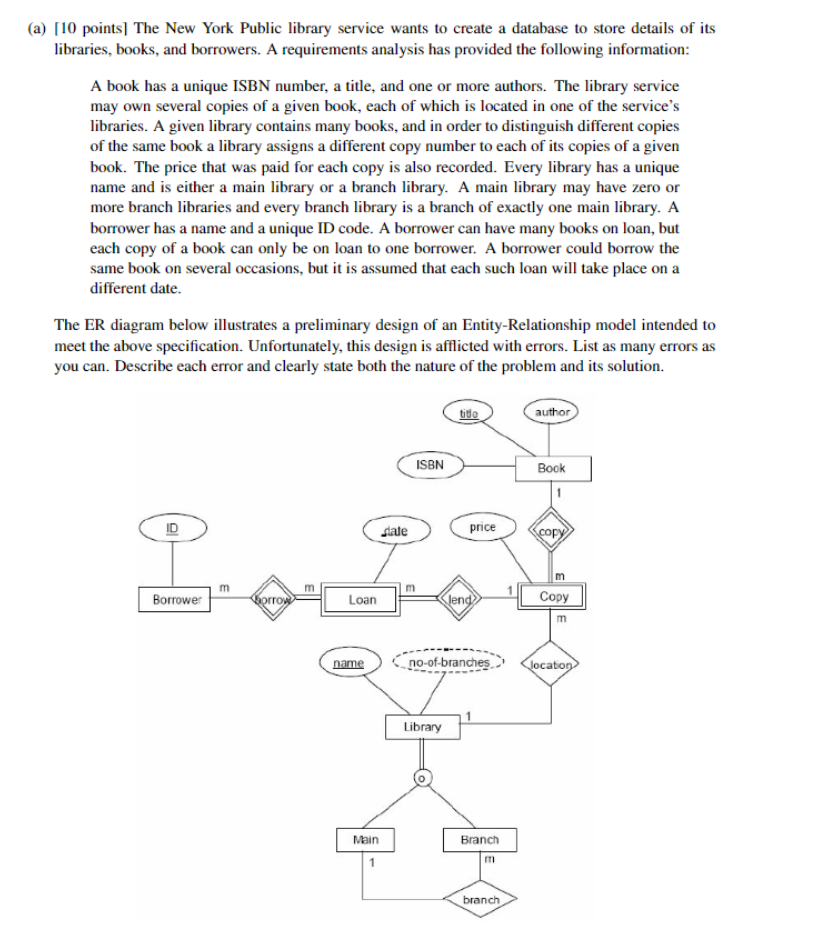 Solved (a) [10 points) The New York Public library service | Chegg.com
