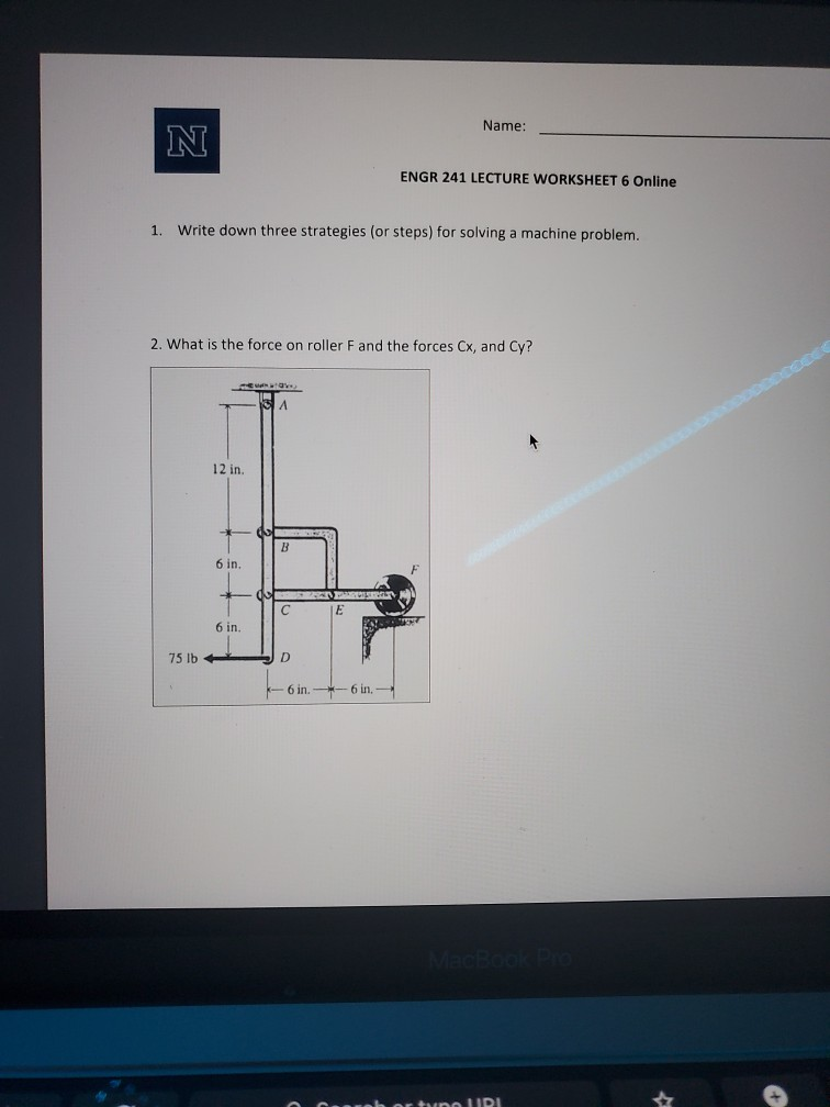 Solved Name: N ENGR 241 LECTURE WORKSHEET 6 Online 1. Write | Chegg.com