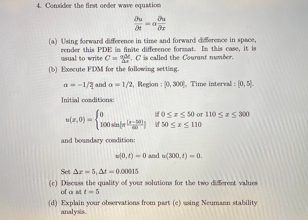 4. Consider the first order wave equation Әи ди ar | Chegg.com