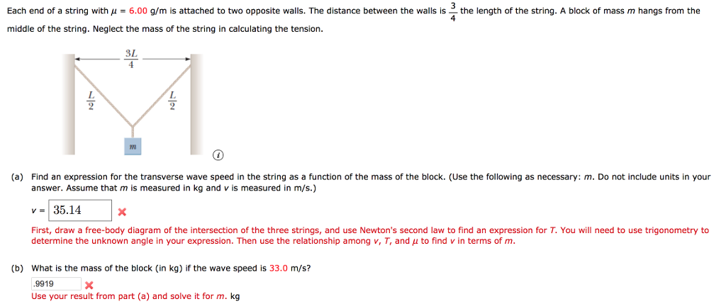 Solved Each end of a string with μ 6.00 g/m is attached to | Chegg.com