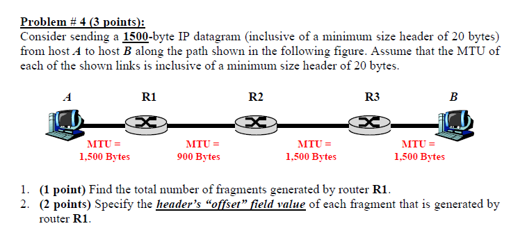 Solved Problem # 4 (3 points): Consider sending a 1500-byte | Chegg.com