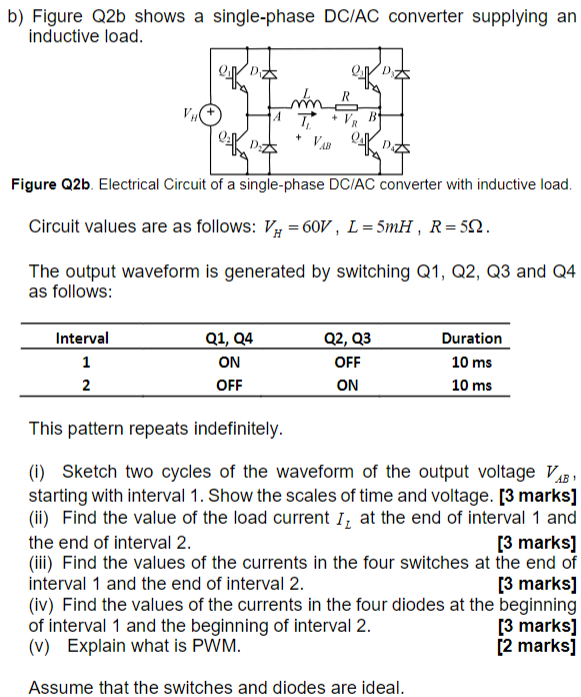 Solved b) Figure Q2b shows a single-phase DC/AC converter | Chegg.com
