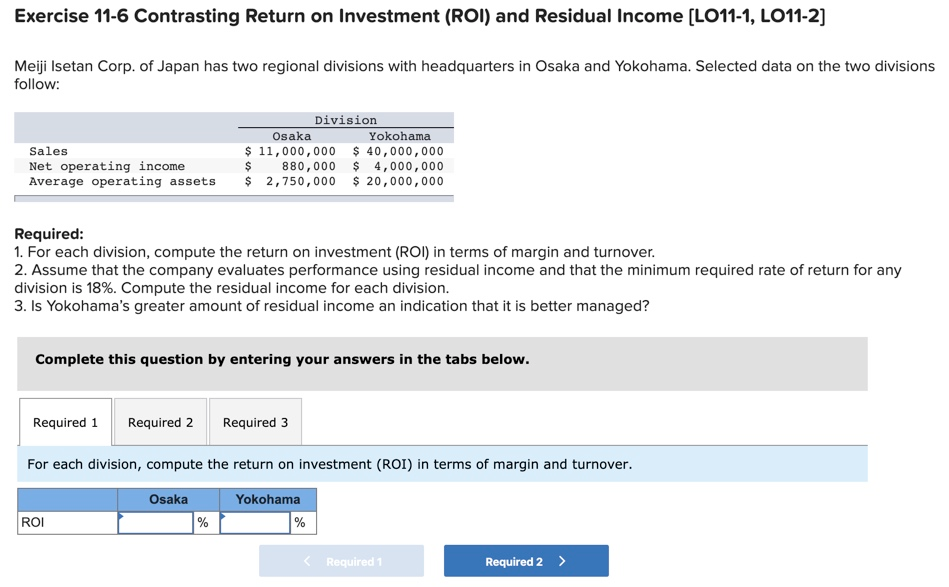 Solved Exercise 11-8 Computing and Interpreting Return on | Chegg.com