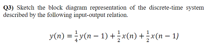 Solved Q3) Sketch the block diagram representation of the | Chegg.com