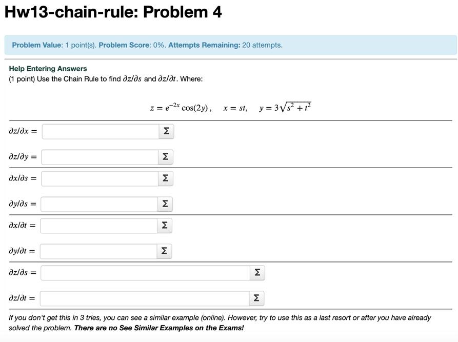 Solved Hw13-chain-rule: Problem 4 Problem Value: 1 point(s). | Chegg.com Solved Hw13-chain-rule: Problem 4 Problem Value: 1 point(s). | Chegg.com