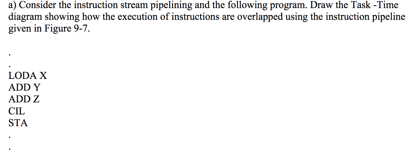 a) Consider the instruction stream pipelining and the | Chegg.com