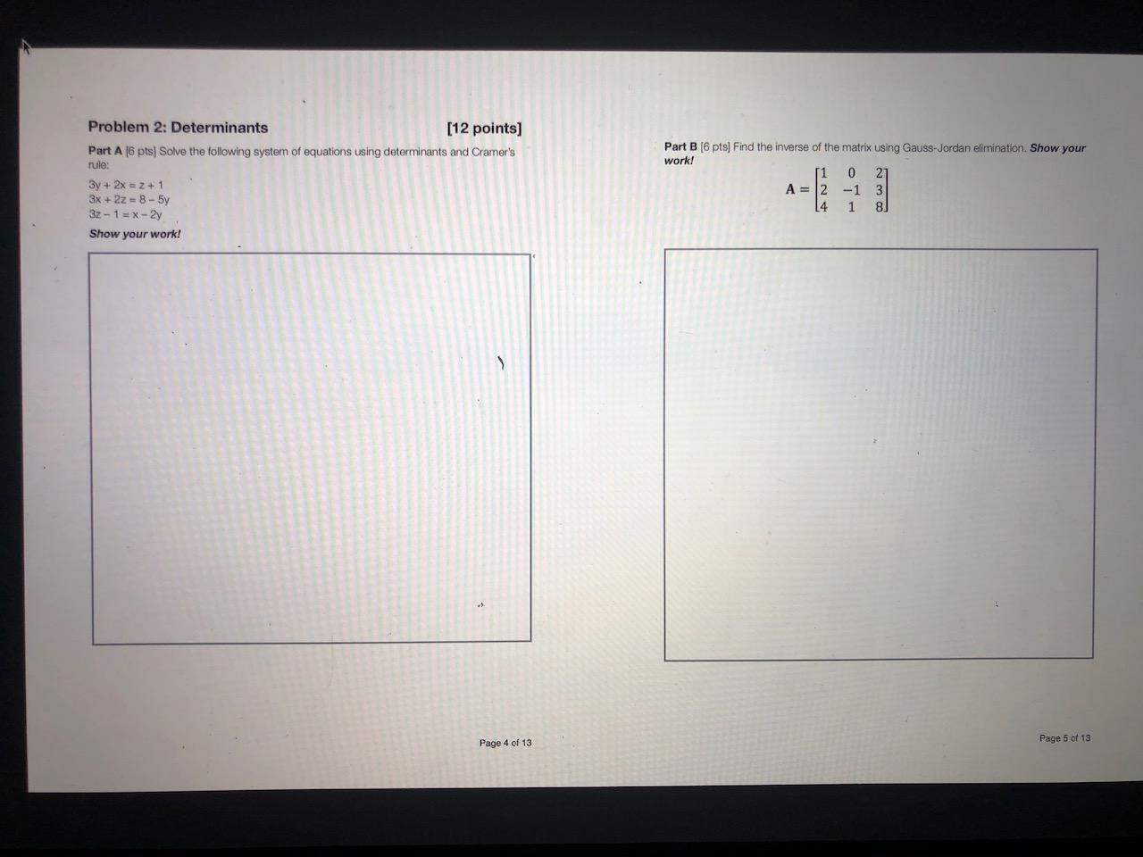 Solved Problem 2: Determinants [12 points) Part A (6 pts) | Chegg.com