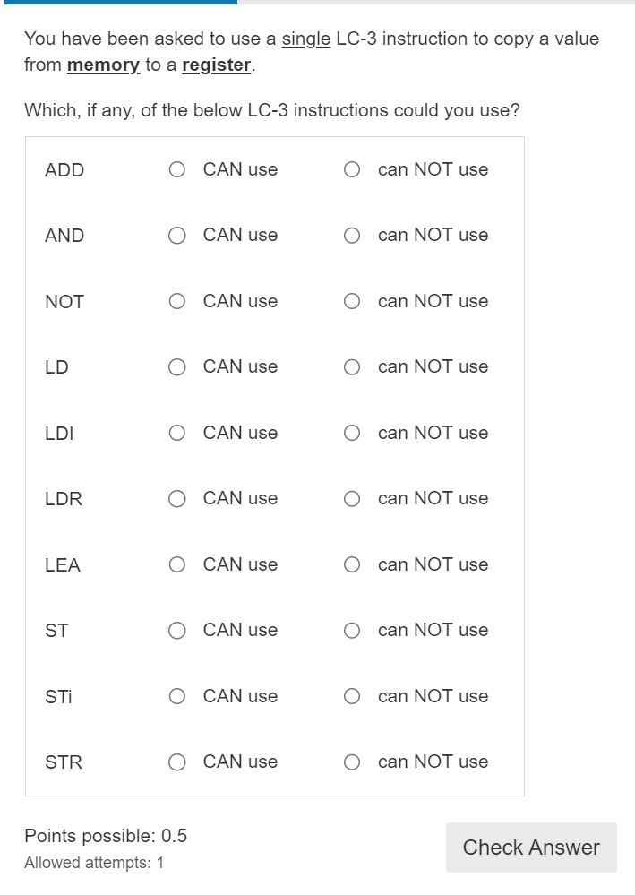 Solved You have been asked to use a single LC-3 instruction | Chegg.com