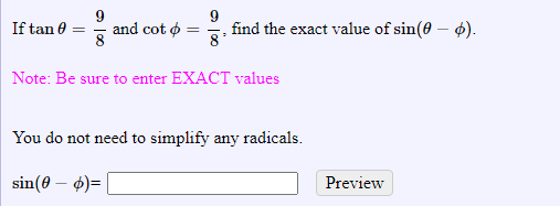 Solved If tan 0 = and cot ø = g, find the exact value of | Chegg.com