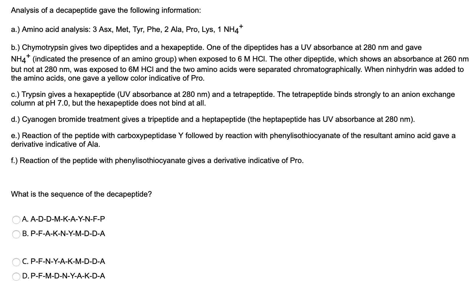 Solved Which of the following mutations would be least | Chegg.com