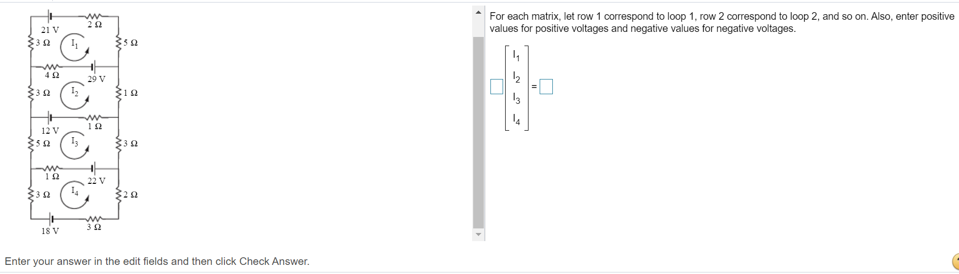 Solved 2Ω For each matrix, let row 1 correspond to loop 1, | Chegg.com