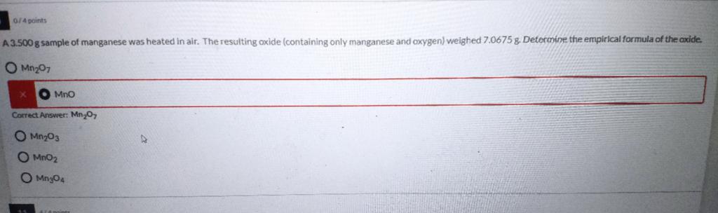 Solved 014 points A 3.500 g sample of manganese was heated | Chegg.com