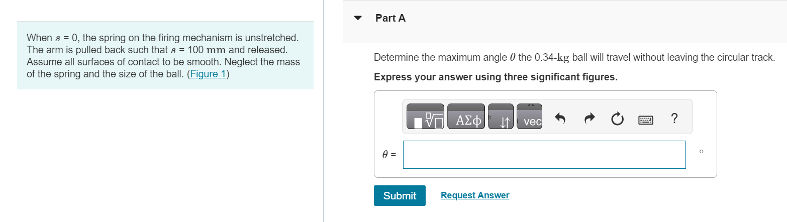 Solved When s=0, the spring on the firing mechanism is | Chegg.com