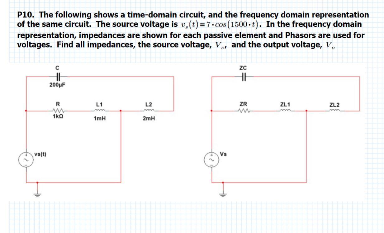 Solved P10. The following shows a time-domain circuit, and | Chegg.com