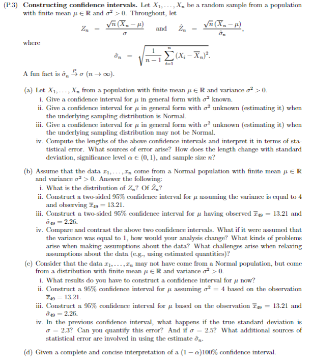 (P.3) Constructing confidence intervals. Let | Chegg.com