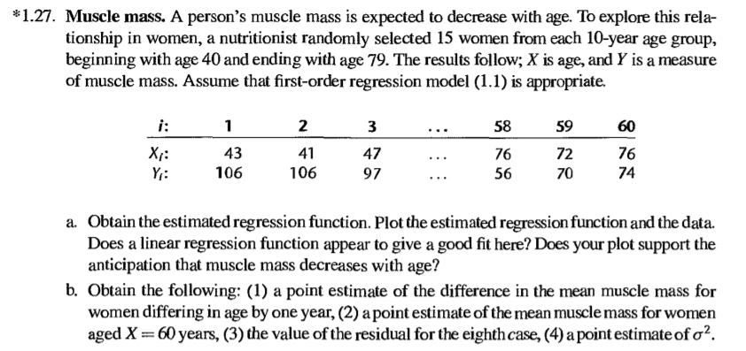 Solved *1.27. Muscle mass. A person's muscle mass is | Chegg.com