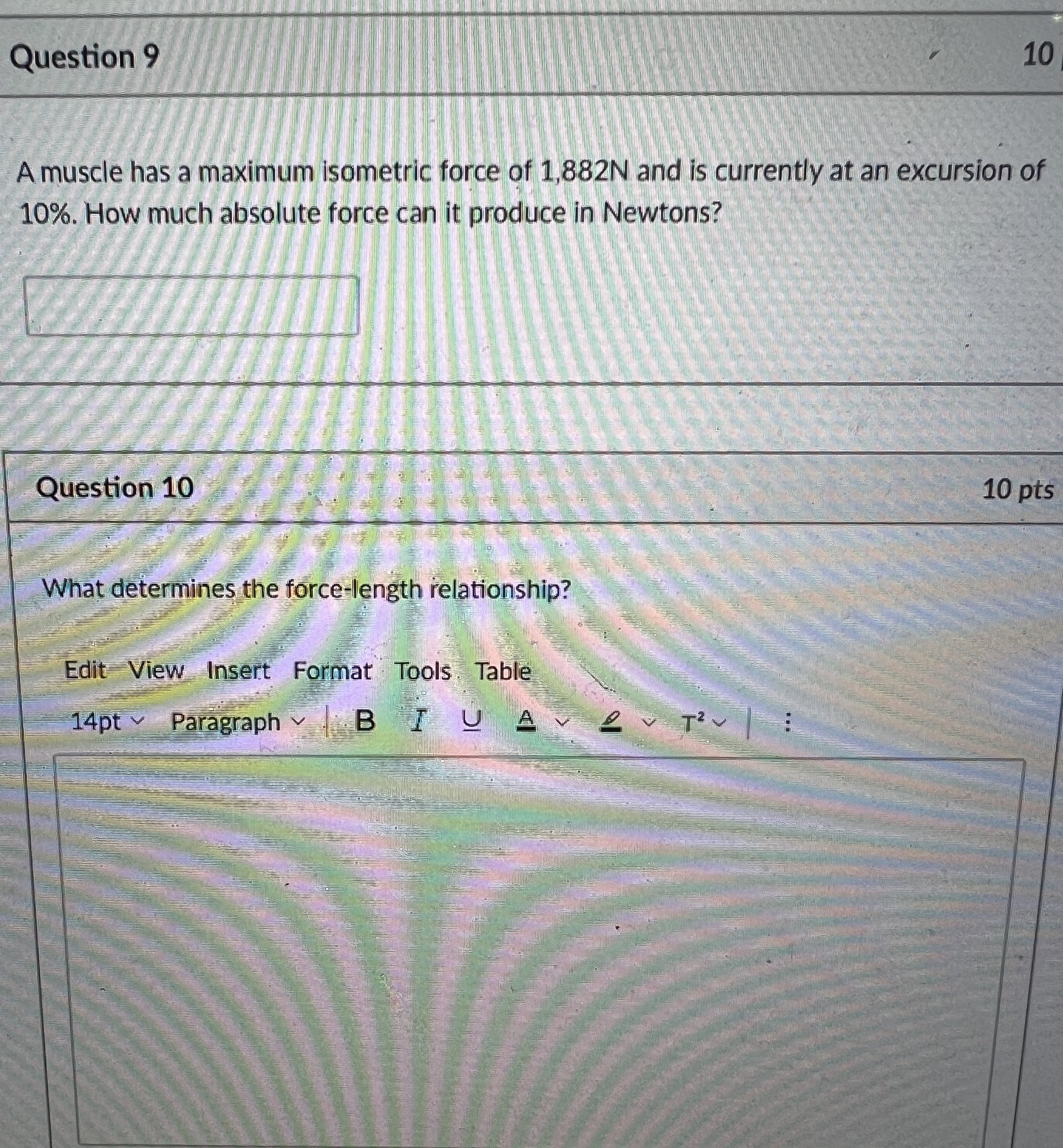 Solved A muscle has a maximum isometric force of 1,882 N and | Chegg.com