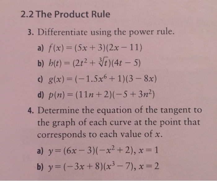 Solved 2.2 The Product Rule 3. Differentiate using the power | Chegg.com