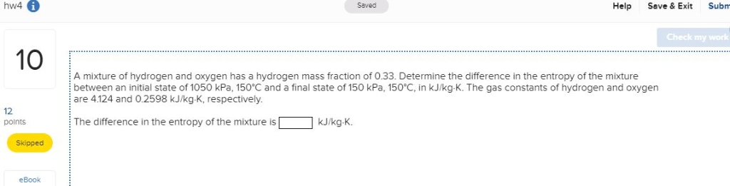 Solved Saved Help Save & Exit Subm Check my work 10 A | Chegg.com
