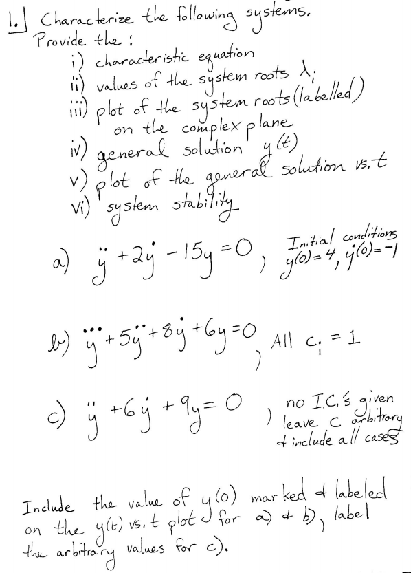 Solved 1. Characterize the following systems, Provide the ;) | Chegg.com