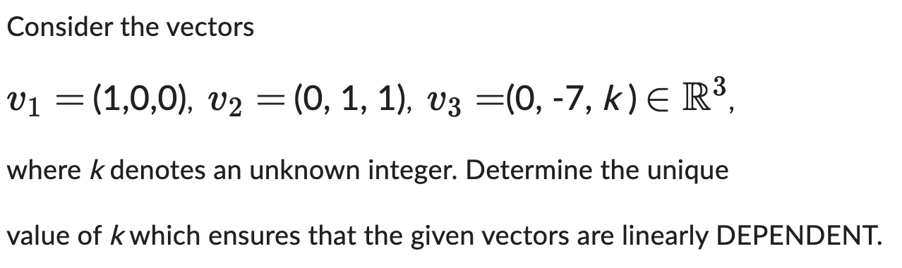 Solved Consider the vectors | Chegg.com