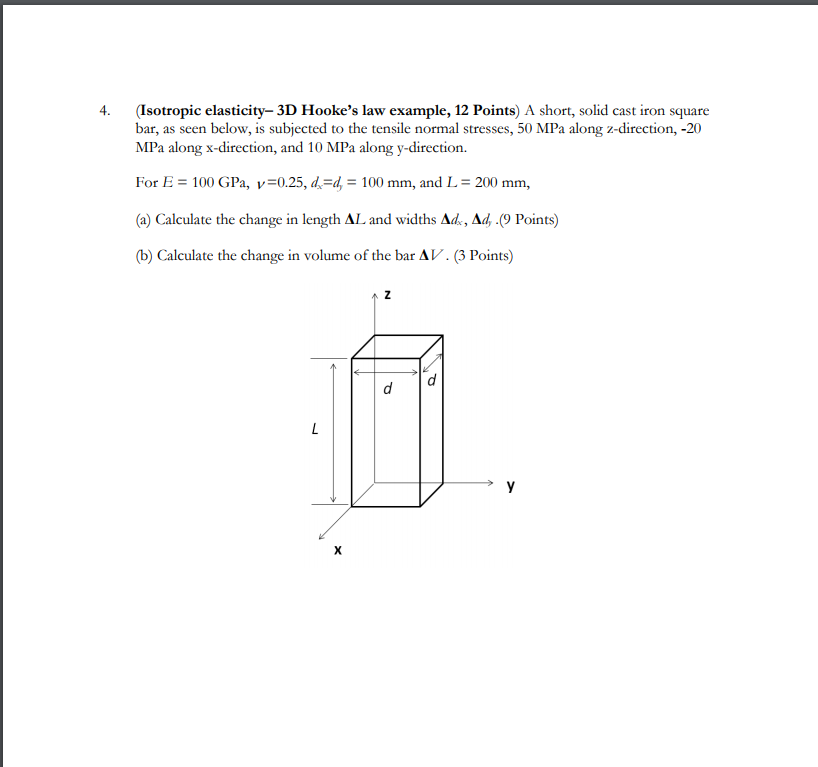 Solved (Isotropic elasticity-3D Hooke's law example, 12 | Chegg.com