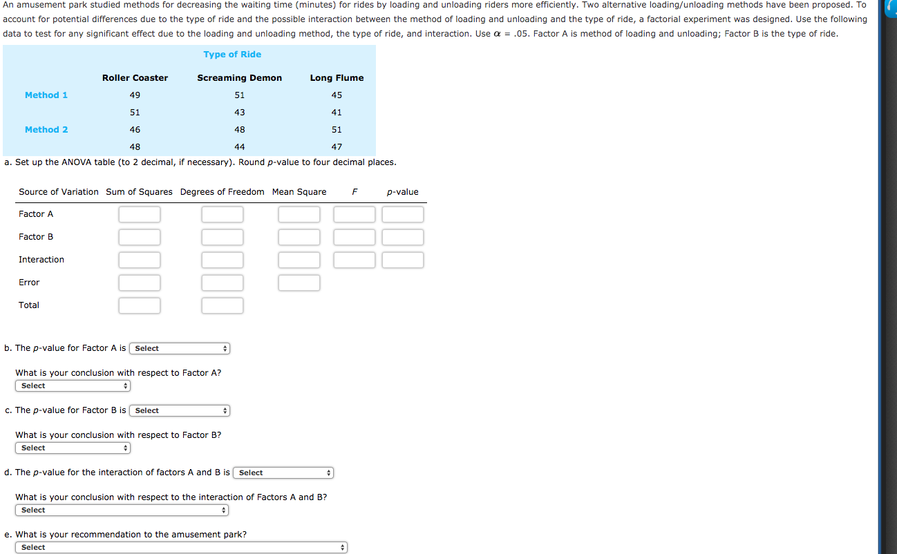 Solved An amusement park studied methods for decreasing the | Chegg.com