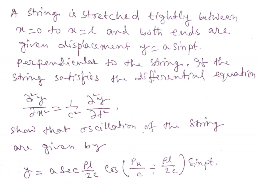 Solved A string is stretched tightly between n=0 to a=l and | Chegg.com