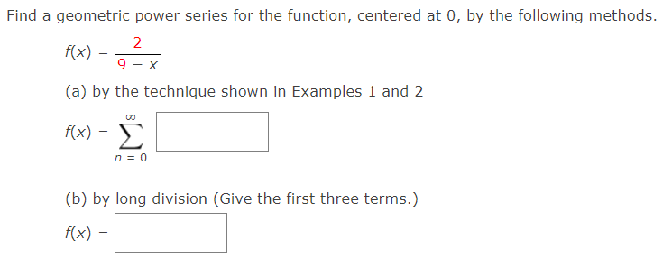 Solved Find a geometric power series for the function, | Chegg.com