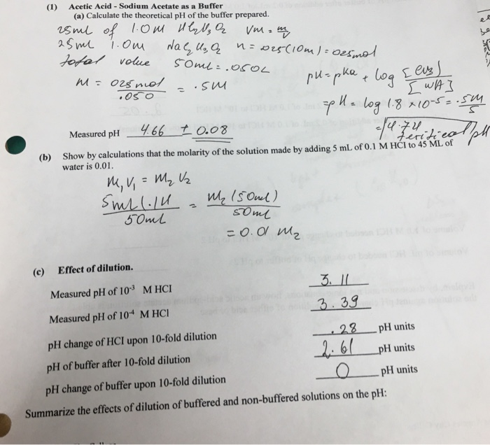 (1) Acetic Acid Sodium Acetate as a Buffer (a) | Chegg.com