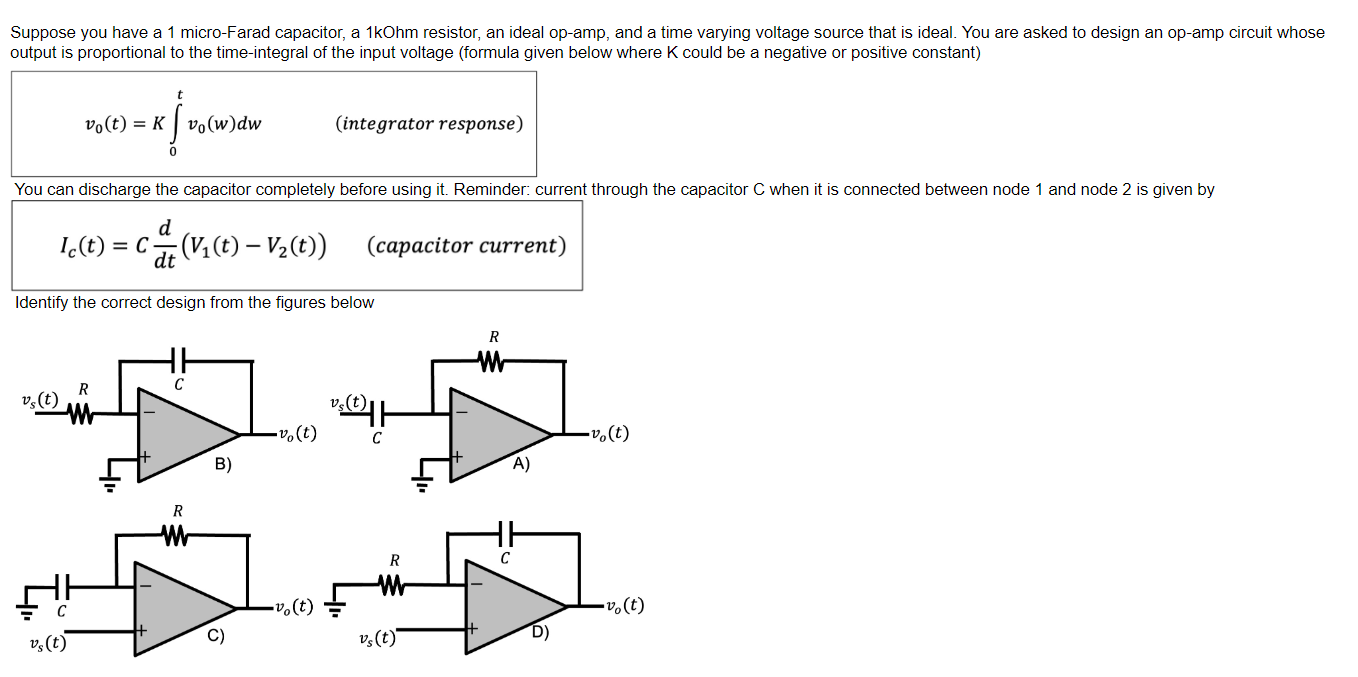 Solved Suppose you have a 1 micro-Farad capacitor, a 1kOhm | Chegg.com