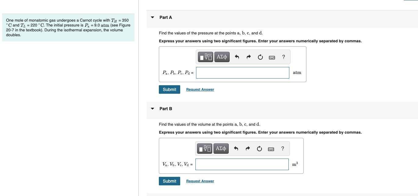 Solved One mole of monatomic gas undergoes a Carnot cycle | Chegg.com