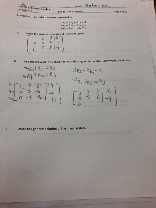 Solved Andrews len Date: MATH 270: Linear Algebra m270q011 | Chegg.com