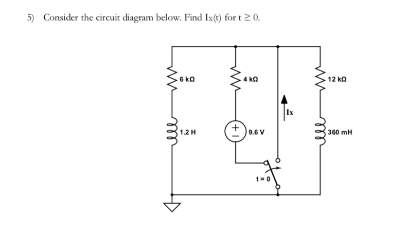 Solved 5) Consider the circuit diagram below. Find Ix(t) for | Chegg.com