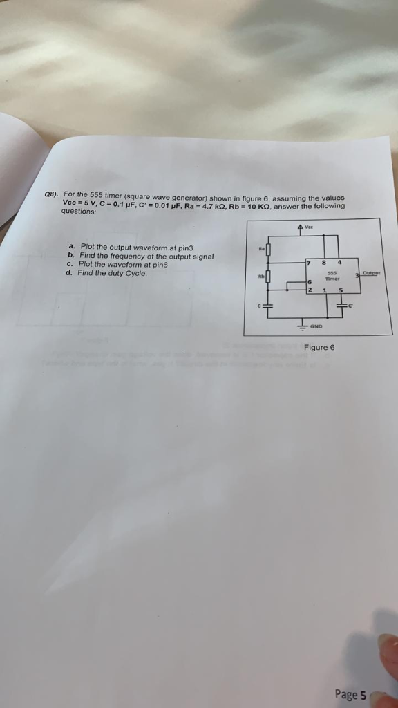 Solved For The 555 Timer Square Wave Generator Shown In
