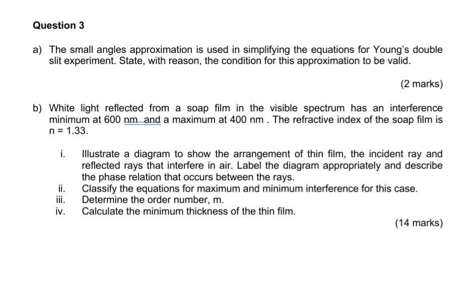 Solved Question 3 a) The small angles approximation is used | Chegg.com