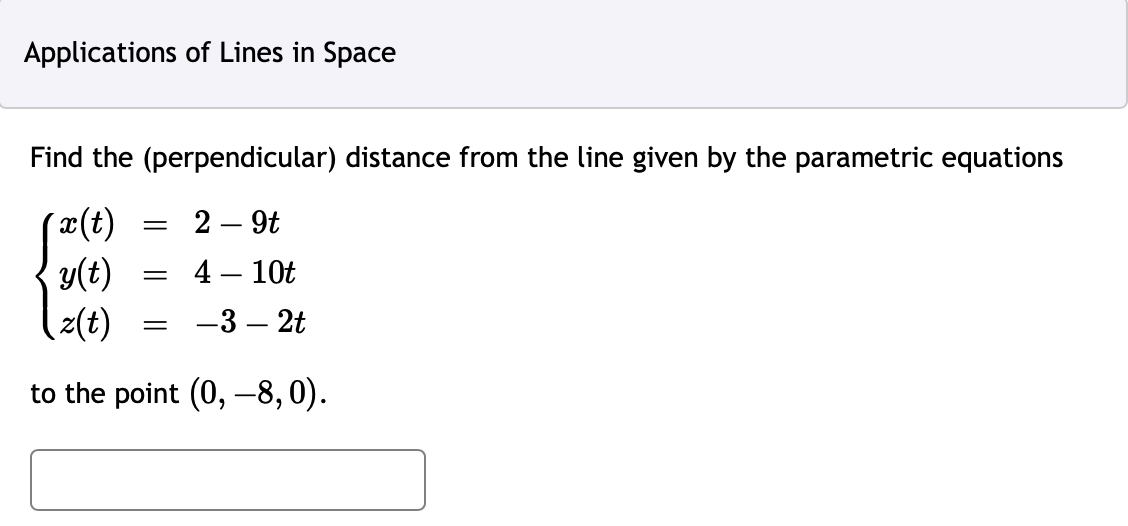 Solved Applications of Lines in Space Find the | Chegg.com