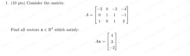 1. (10 pts) Consider the matrix: ng A= Barnes 0 -2-4 | Chegg.com
