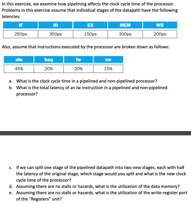 Solved In this exercise, we examine how pipelining affects | Chegg.com