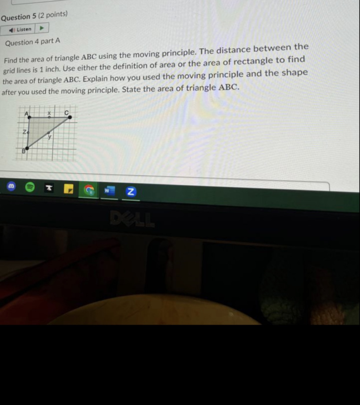 Solved Find the area of triangle ABC using the moving | Chegg.com